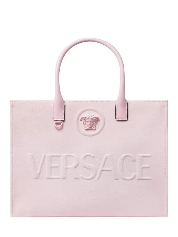 Versace La Medusa Large Canvas Tote - Pink