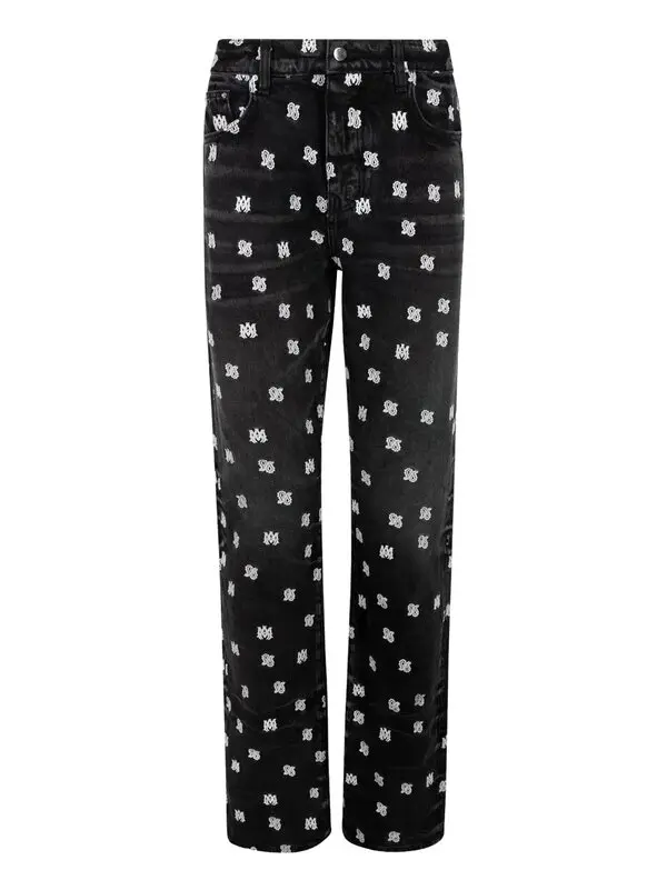 Amiri Paisley-print Straight-leg Jeans - Black