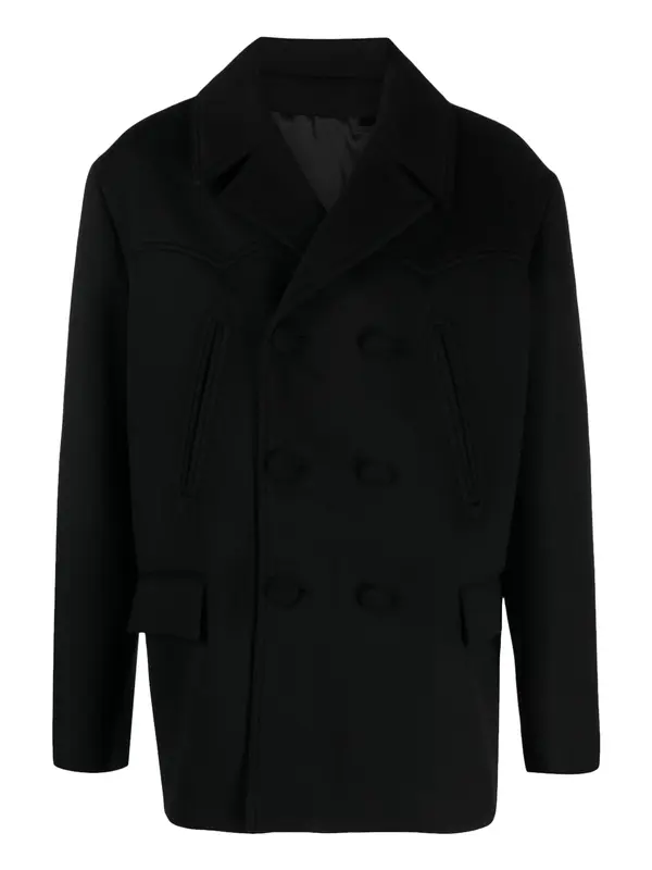 Balmain Double-breasted Wool Coat - Black