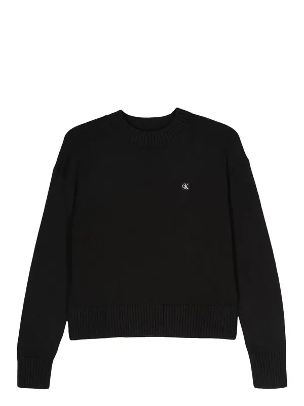 Calvin Klein Logo-appliqué Cotton Jumper - Black