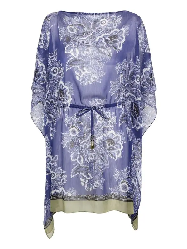 Etro Floral Print Kaftan Dress - Blue