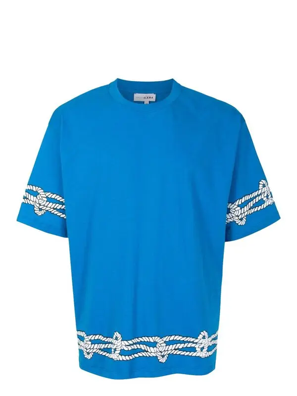 AMIR SLAMA Graphic-print Cotton T-shirt - Blue