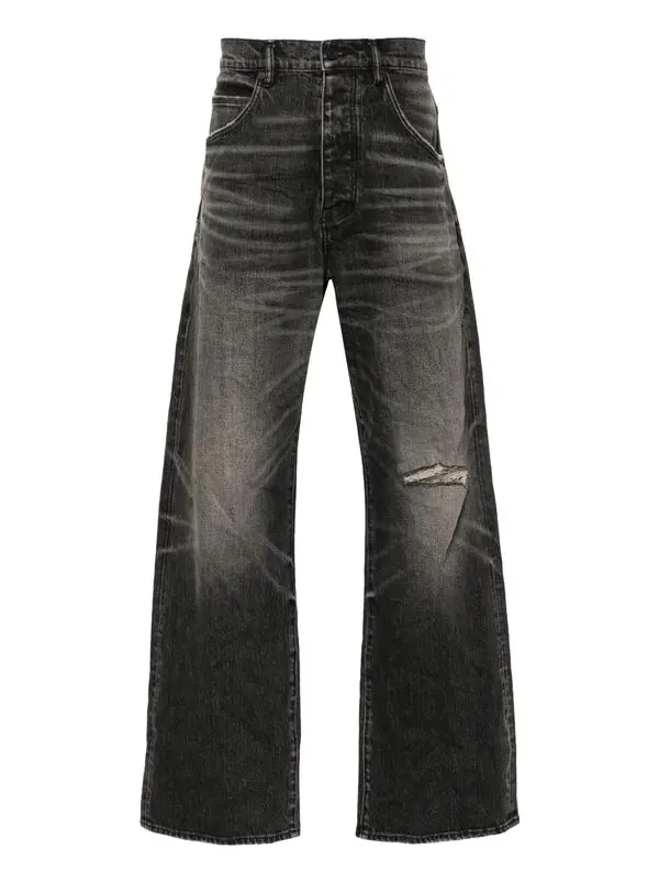 PURPLE BRAND P018 Mid-rise Wide-leg Jeans - Black