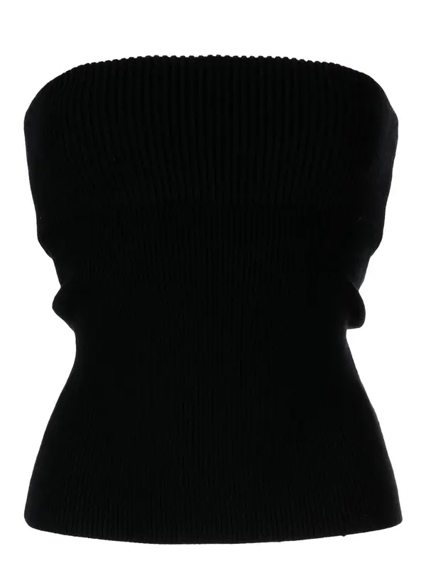Alexander Wang Double-layer Ribbed-knit Strapless Top - Black