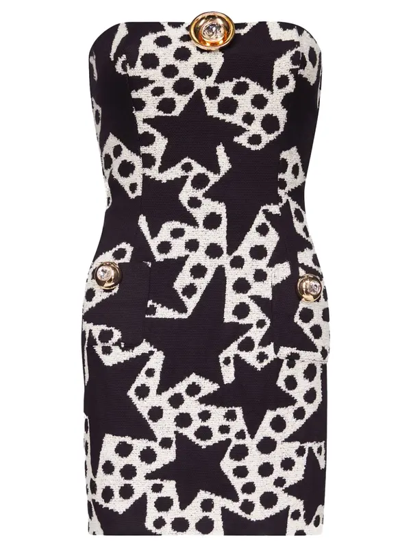 AREA Star-print Jacquard Minidress - Black