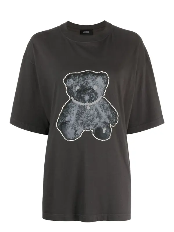 We11Done Teddy-print Cotton T-shirt - Grey