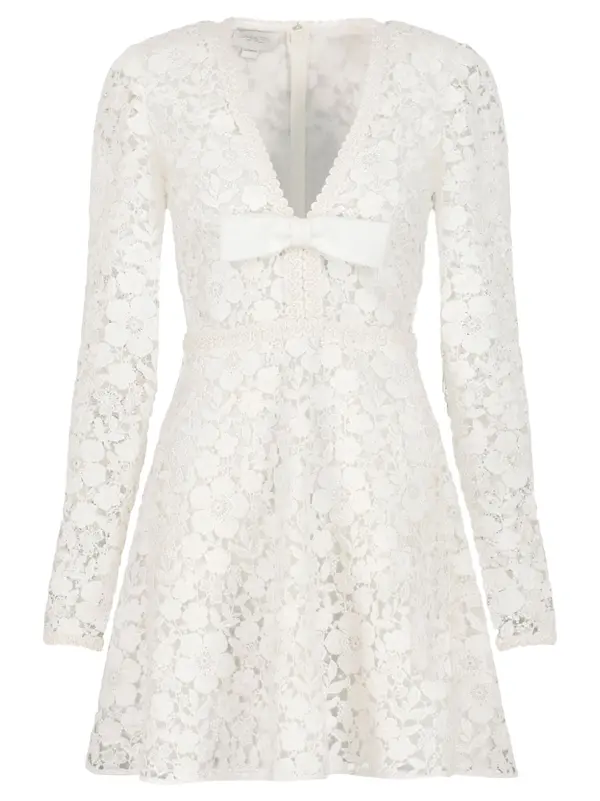 Giambattista Valli Long-sleeve Guipure-lace Minidress - White