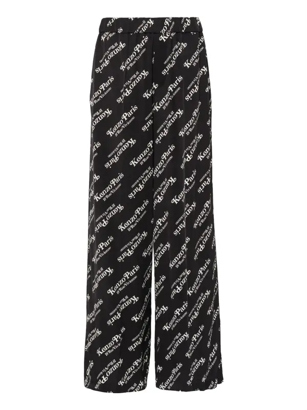 Kenzo Logo-print Twill Trousers - Black