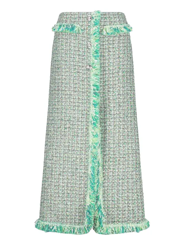 Giambattista Valli Tweed Midi Skirt - Green