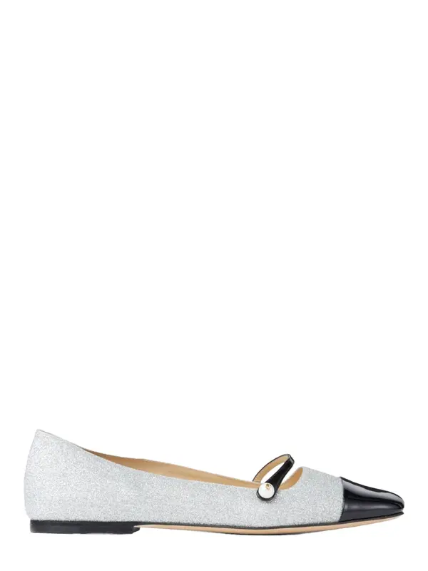 JIMMY CHOO Elisa Leather Ballerina Shoes - Silver