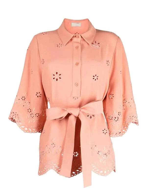 Elie Saab Embroidered Cady Blouse - Pink