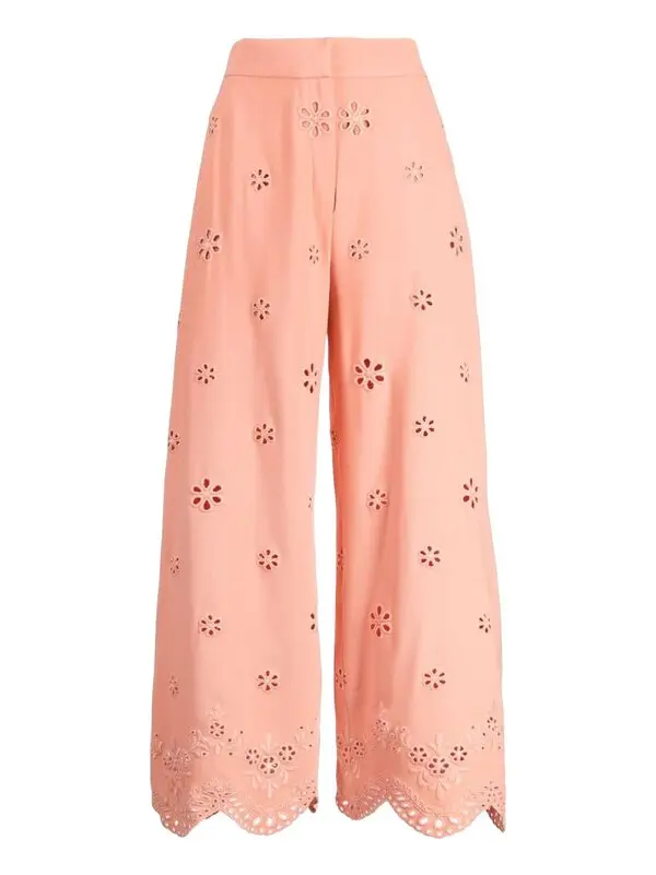 Elie Saab Cropped Trousers With Broderie Anglaise - Orange