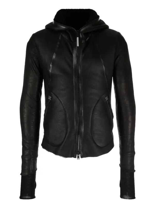 ISAAC SELLAM EXPERIENCE Hooded Leather Jacket - Black
