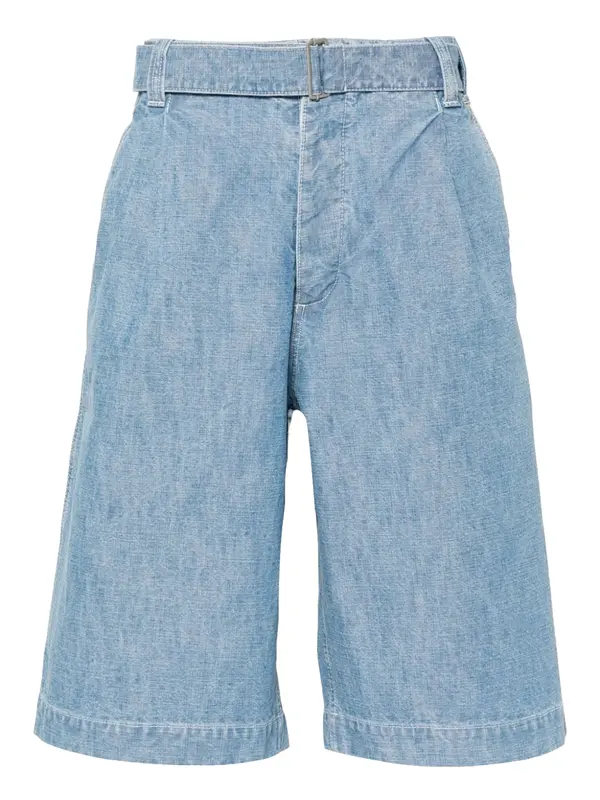 Kenzo Pleat-detail Denim Shorts - Blue