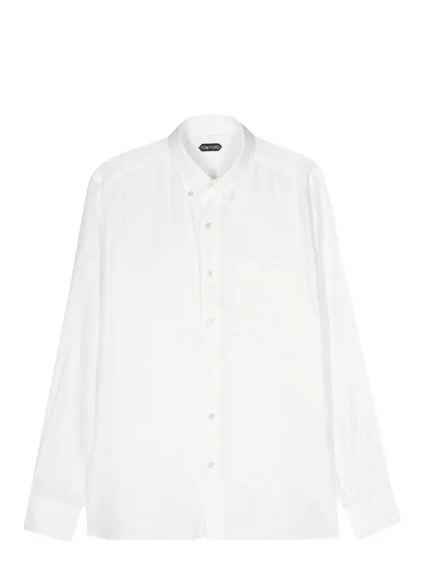 TOM FORD Buttoned-collar Poplin Lyocell Shirt - White