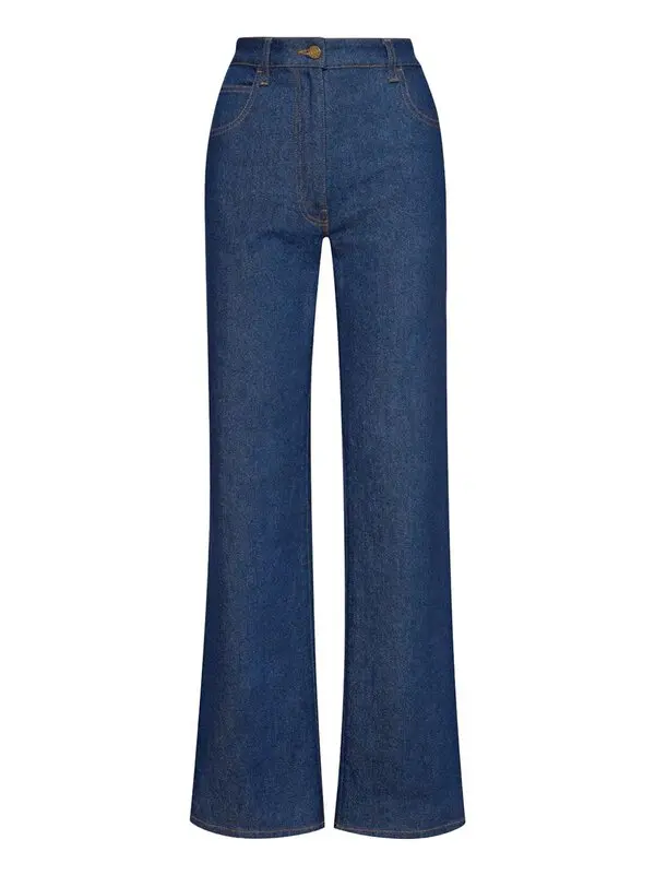 Oscar De La Renta High-rise Straight-leg Jeans - Blue