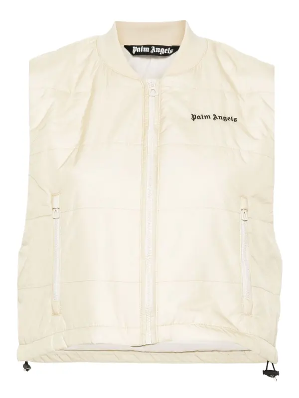 Palm Angels Logo-print Down Vest - Neutrals