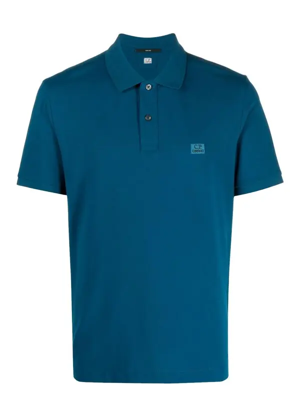 C.P. COMPANY Logo-patch Cotton Polo Shirt - Blue