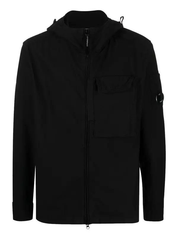 C.P. COMPANY Hooded Zip-up Shirt - Black