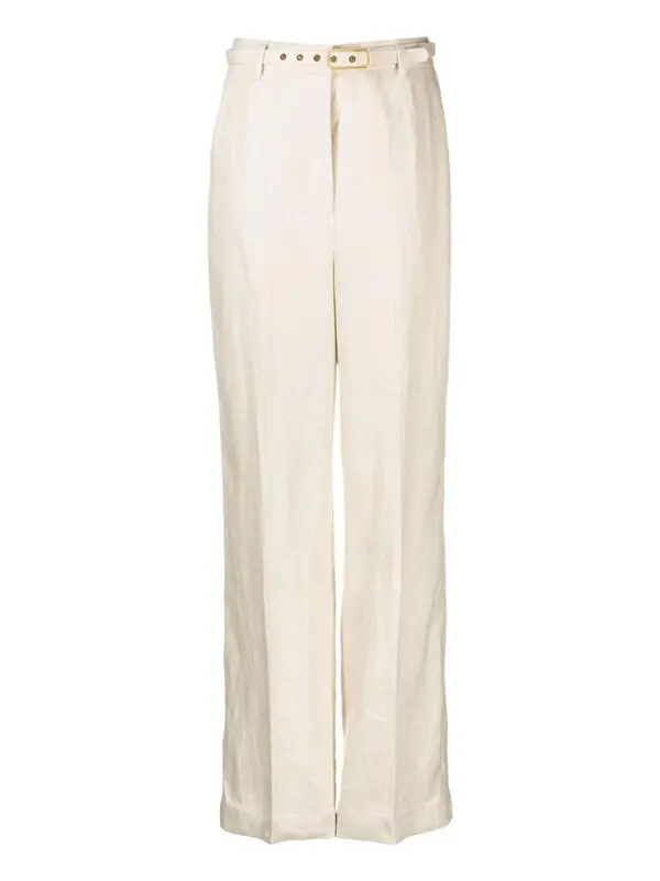 Zimmermann Matchmaker Straight-leg Linen Trousers - Neutrals