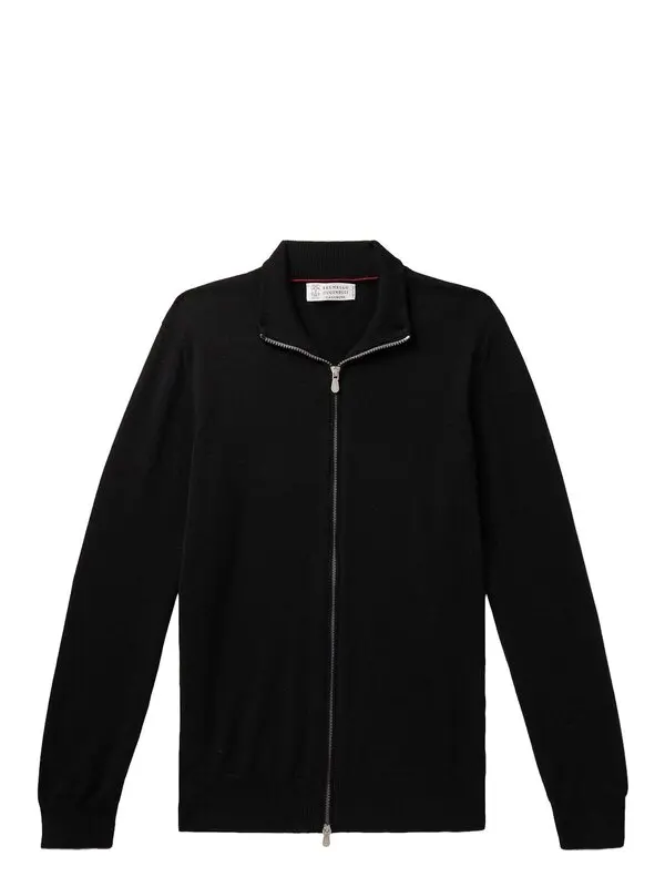 Brunello Cucinelli Cashmere Zip-up Sweater - Black