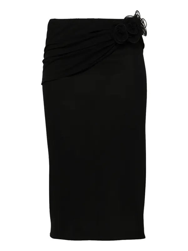 Magda Butrym Floral-appliqué Pencil Skirt - Black