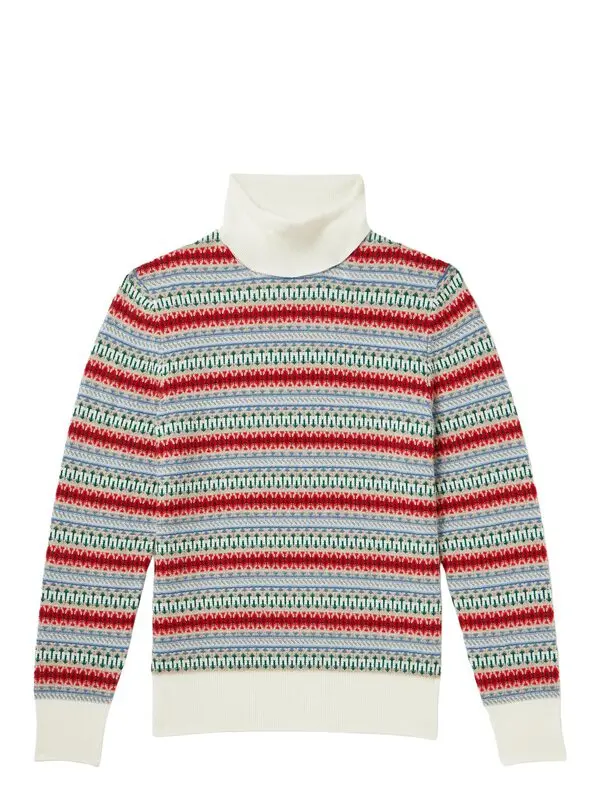 Loro Piana Fair Isle Cashmere Rollneck Sweater - Neutrals