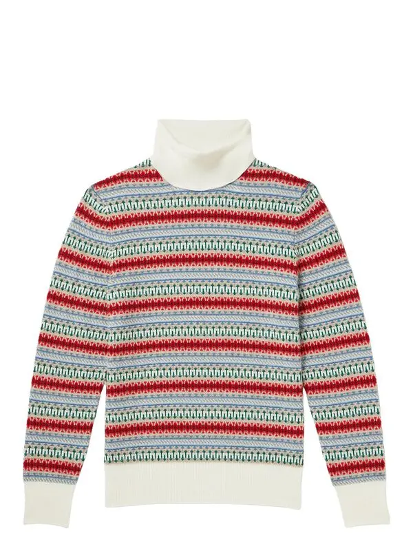Loro Piana Fair Isle Cashmere Rollneck Sweater - Neutrals