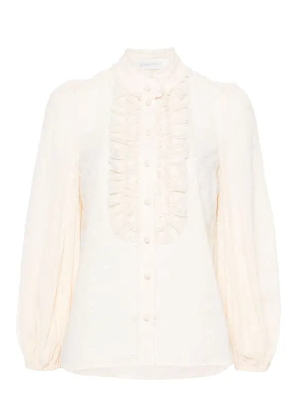 Zimmermann Ruffle-detail Cotton Top - Neutrals