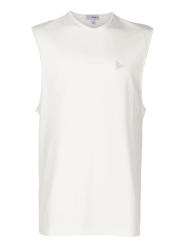 AMIR SLAMA Logo-plaque Cotton Tank Top - White