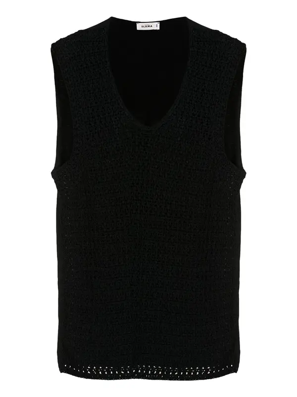 AMIR SLAMA Crocheted Tank - Black