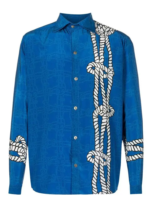 AMIR SLAMA Rope-print Shirt - Blue