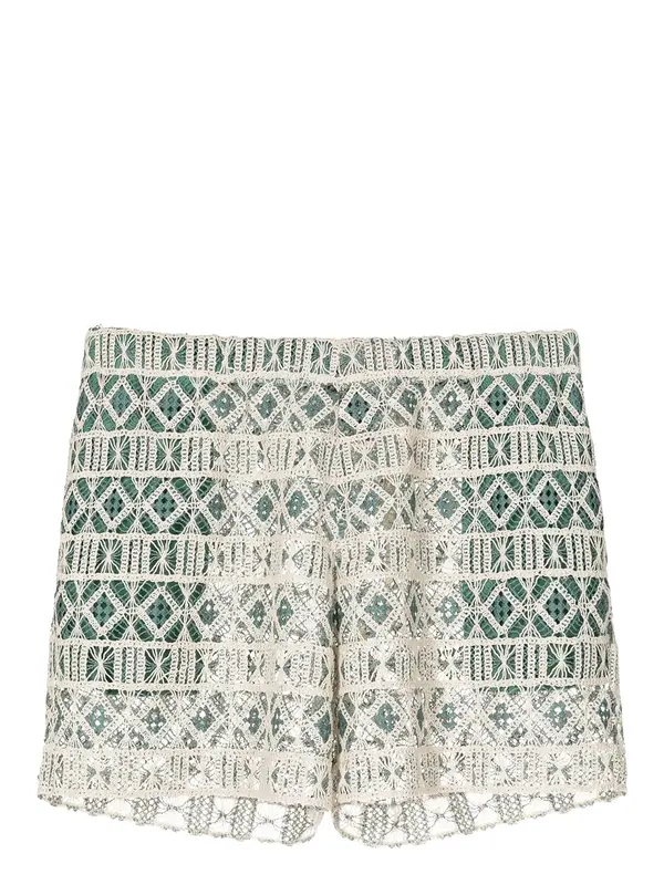 AMIR SLAMA Embroidered Cotton Shorts - Green