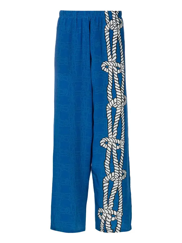 AMIR SLAMA Knot-print Trousers - Blue