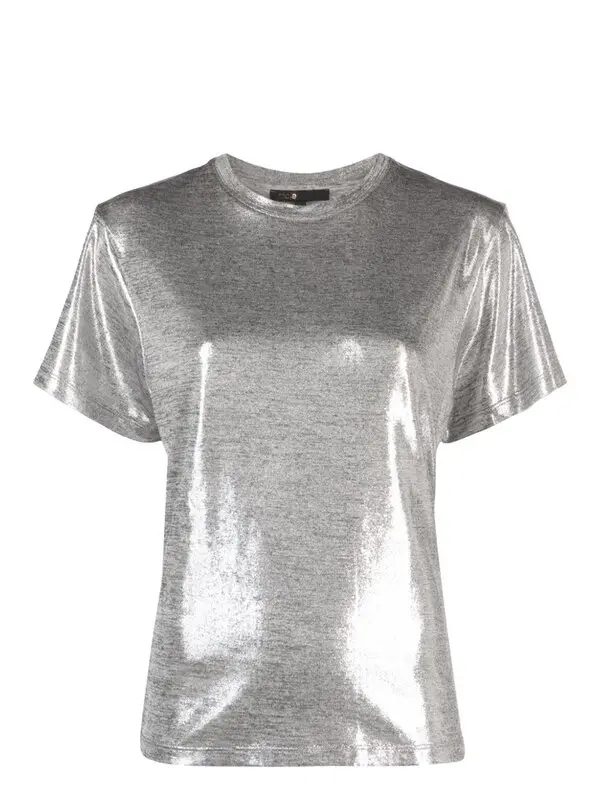 Maje Lamé Round-neck T-shirt - Silver