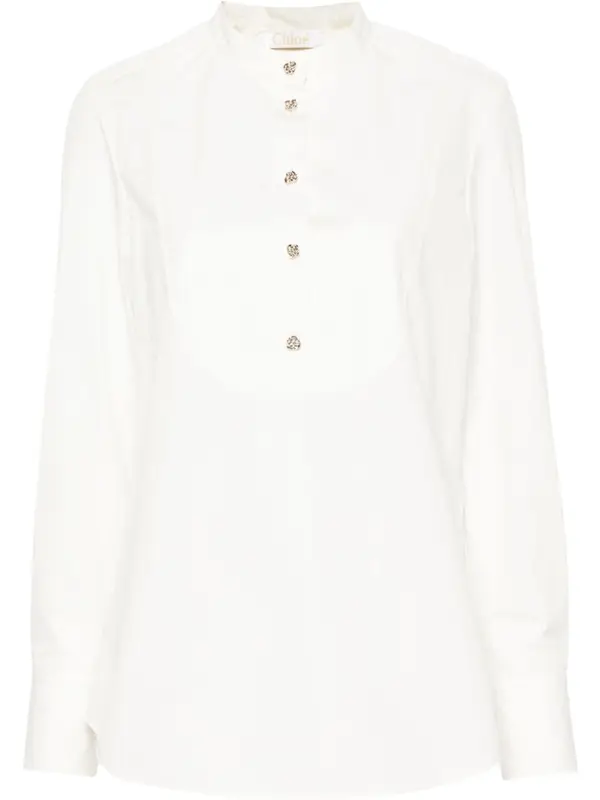 Chloé Sculpted-buttons Cotton Shirt - White