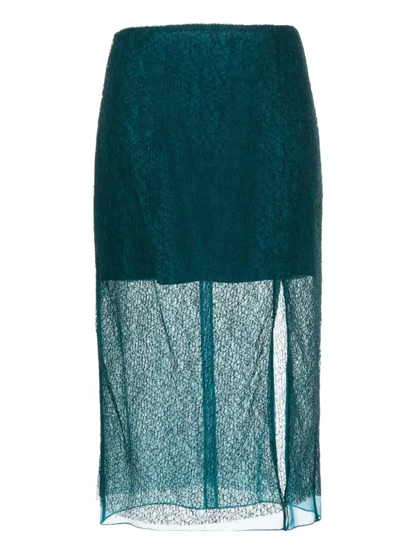 JASON WU Double-layered Embroidered Silk Skirt - Green