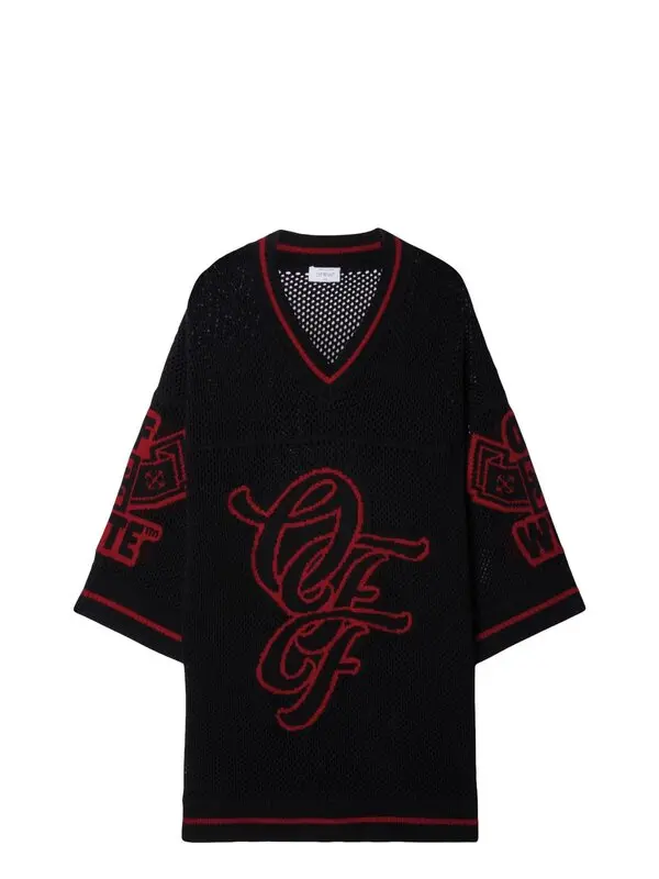 Off-White Varsity Knitted-mesh T-shirt - Black