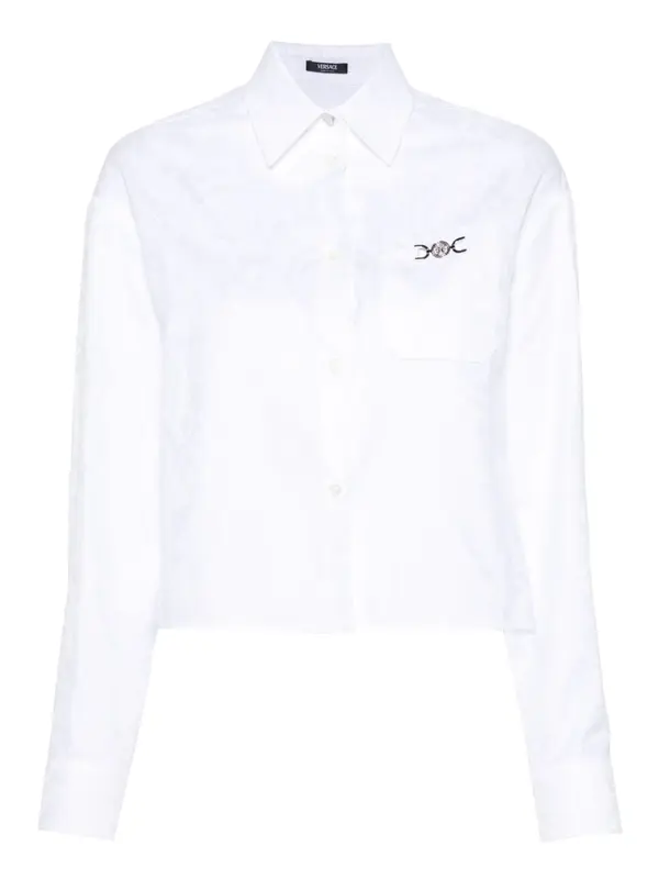 Versace Barocco Jacquard Cropped Shirt - White