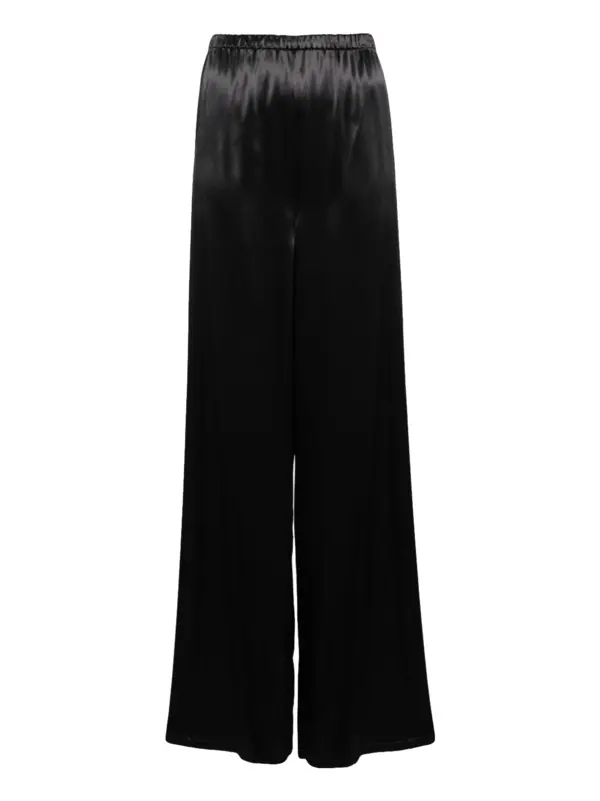FERRAGAMO Wide-leg Satin Trousers - Black