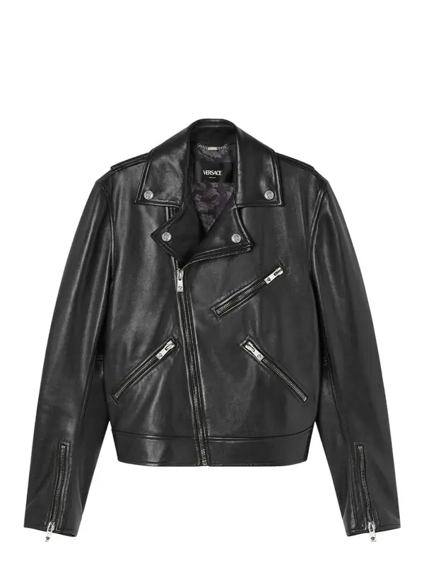 Versace Leather Biker Jacket - Black