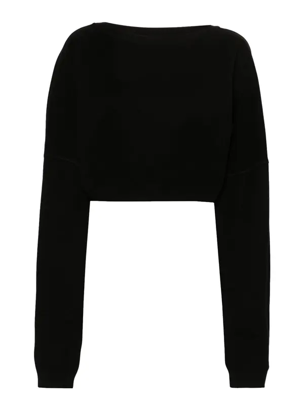 Saint Laurent Cropped Cotton Sweatshirt - Black