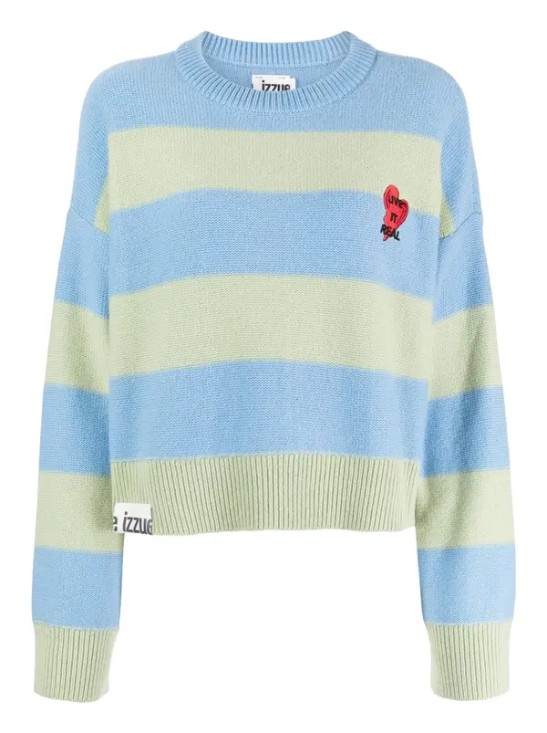 Izzue Heart-patch Wool-blend Jumper - Blue