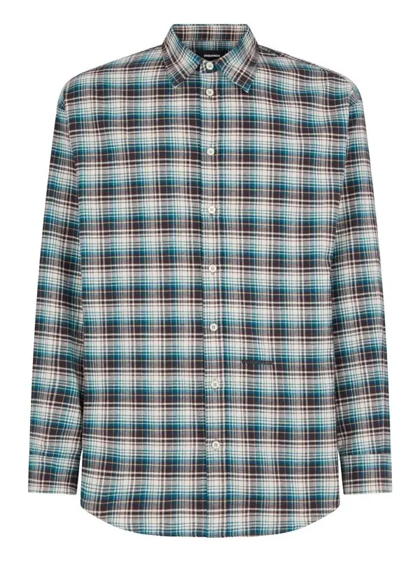 Dsquared2 Plaid-check Pattern Cotton Shirt - Black