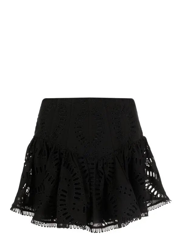 Charo Ruiz Ibiza Embroidered Peplum Mini Skirt - Black