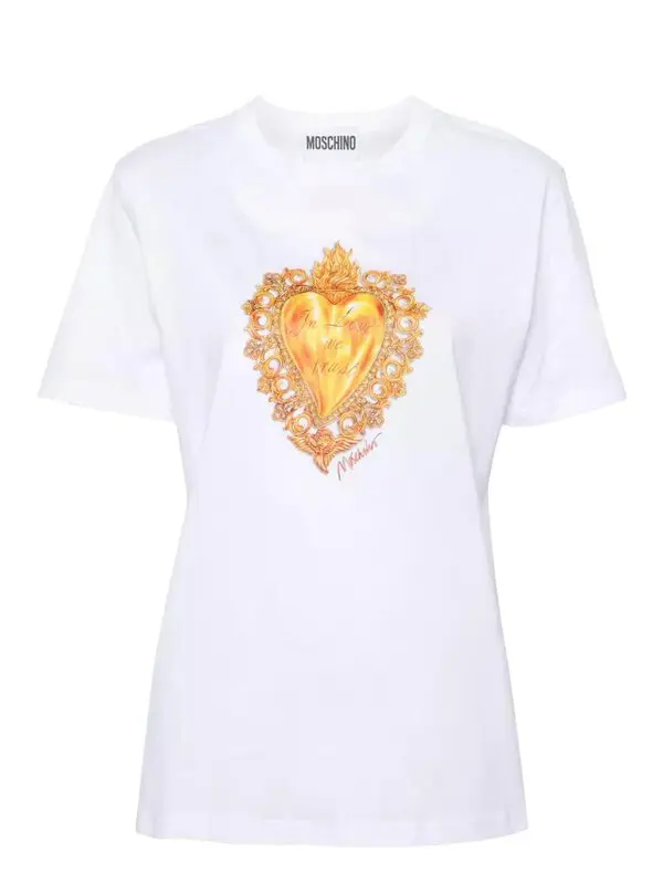 Moschino Heart-print Cotton T-shirt - White