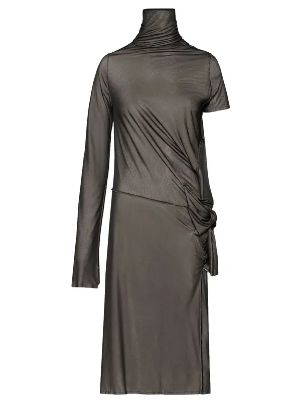 MAISON MARGIELA Asymmetric Ruched Midi Dress - Black