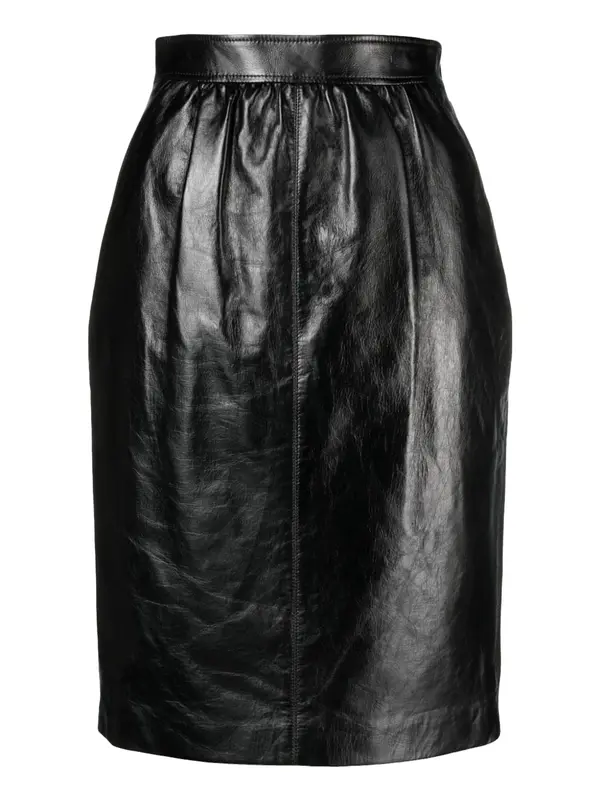 Saint Laurent High-waist Leather Pencil Skirt - Black
