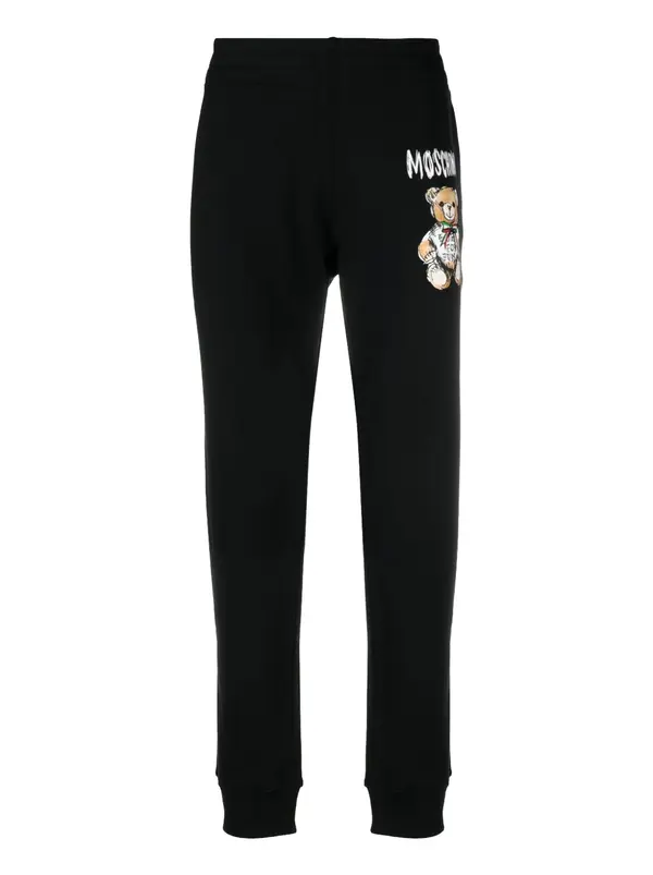 Moschino Teddy Bear-print Tapered Track Pants - Black