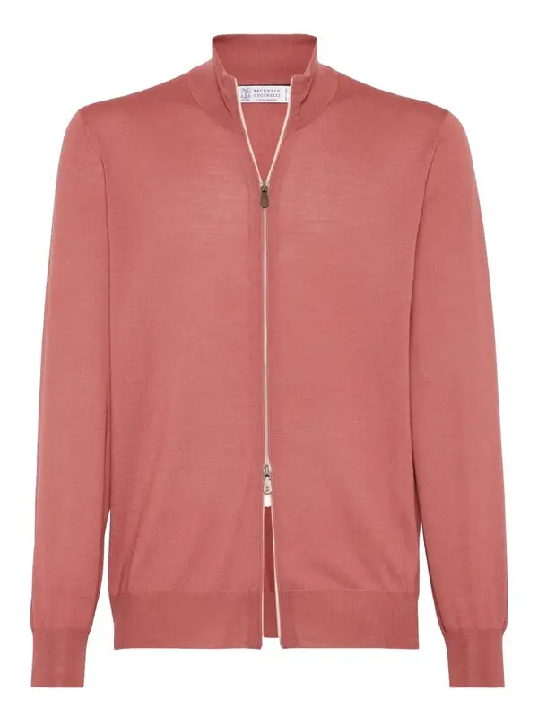 Brunello Cucinelli Fine-knit Zip-up Cardigan - Red